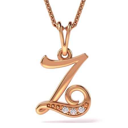 Lantisor cu pandantiv din aur roz model Litera Z - eMAG.ro