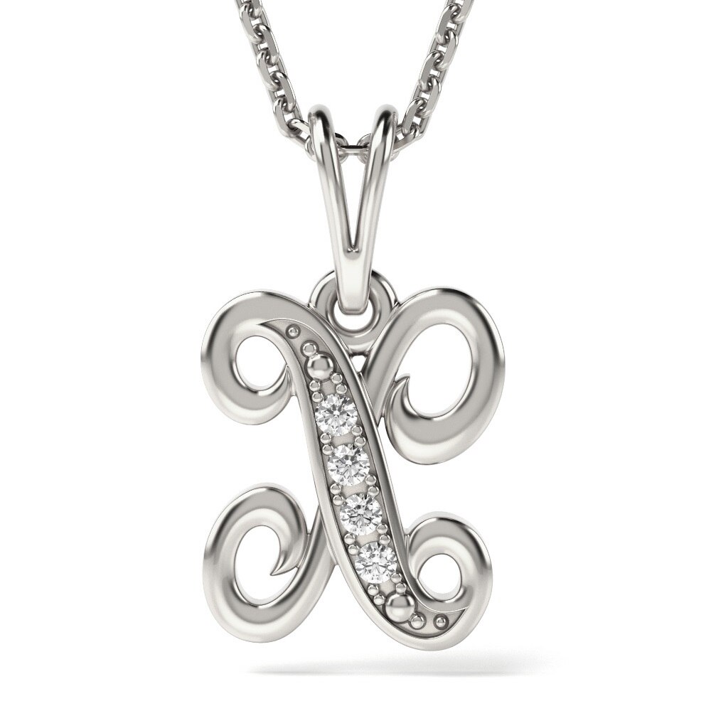 Colier din aur alb cu pandantiv Initiala X - eMAG.ro