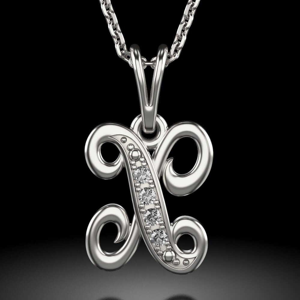 Colier din aur alb cu pandantiv Initiala X - eMAG.ro