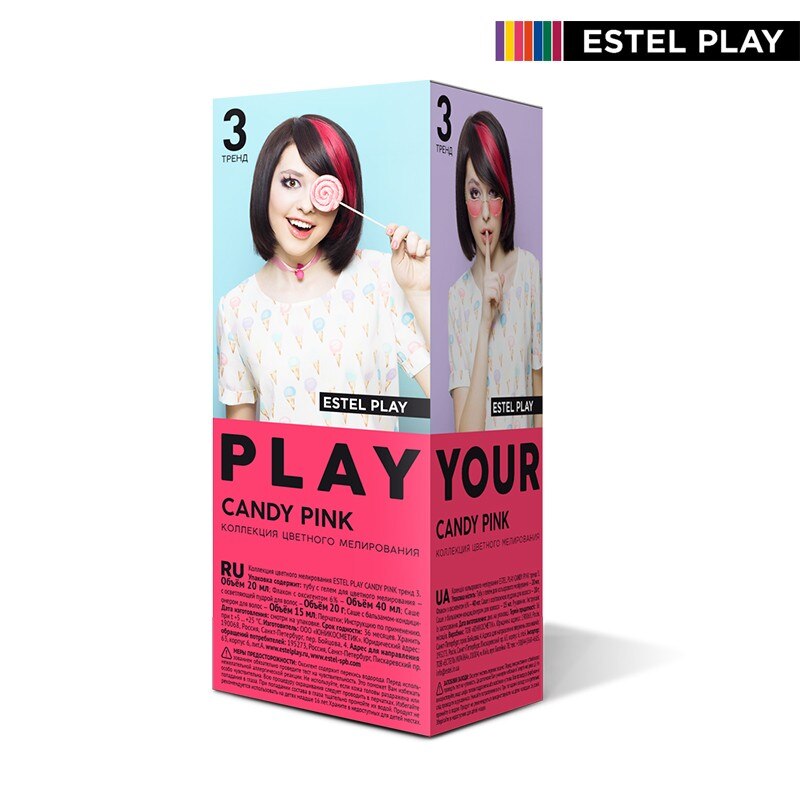 Vopsea pentru suvite colorate ESTEL PLAY CANDY PINK, Trend 3 Roz, 80 ml ...