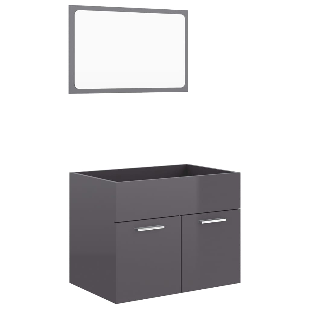 Set mobilier baie dulap chiuveta cu oglinda, vidaXL, PAL extralucios ...