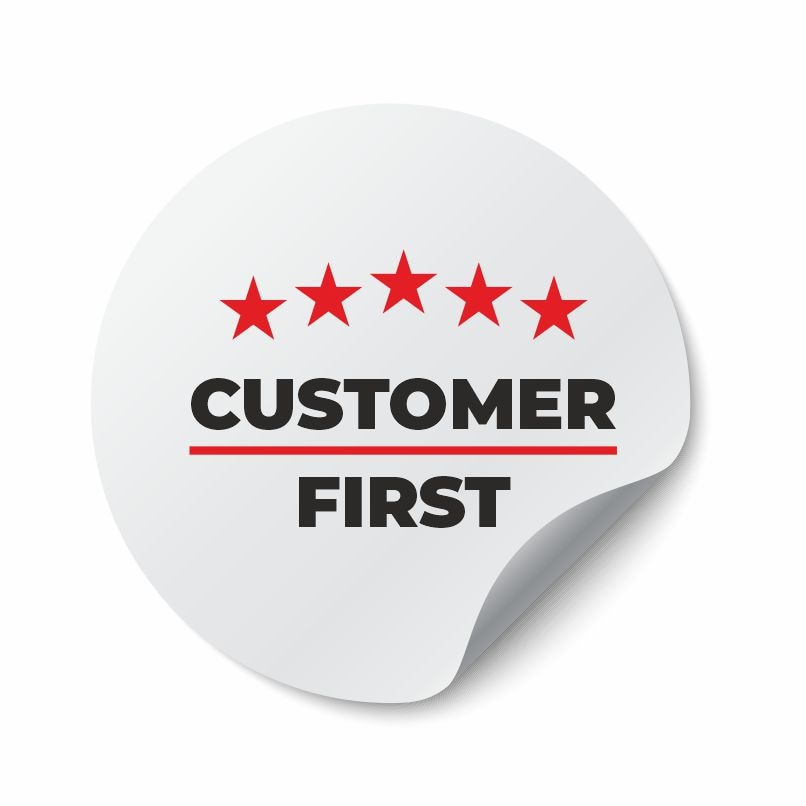 Etichete adezive, Customer First, 100 buc, PVC, 10x10 cm - eMAG.ro