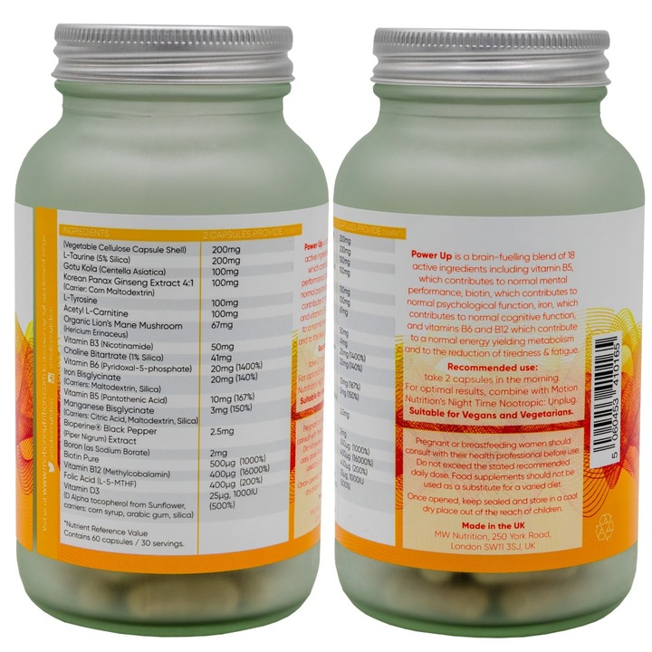 Supliment pentru energie Power Up, MOTION NUTRITION, fara aroma, 60 ...