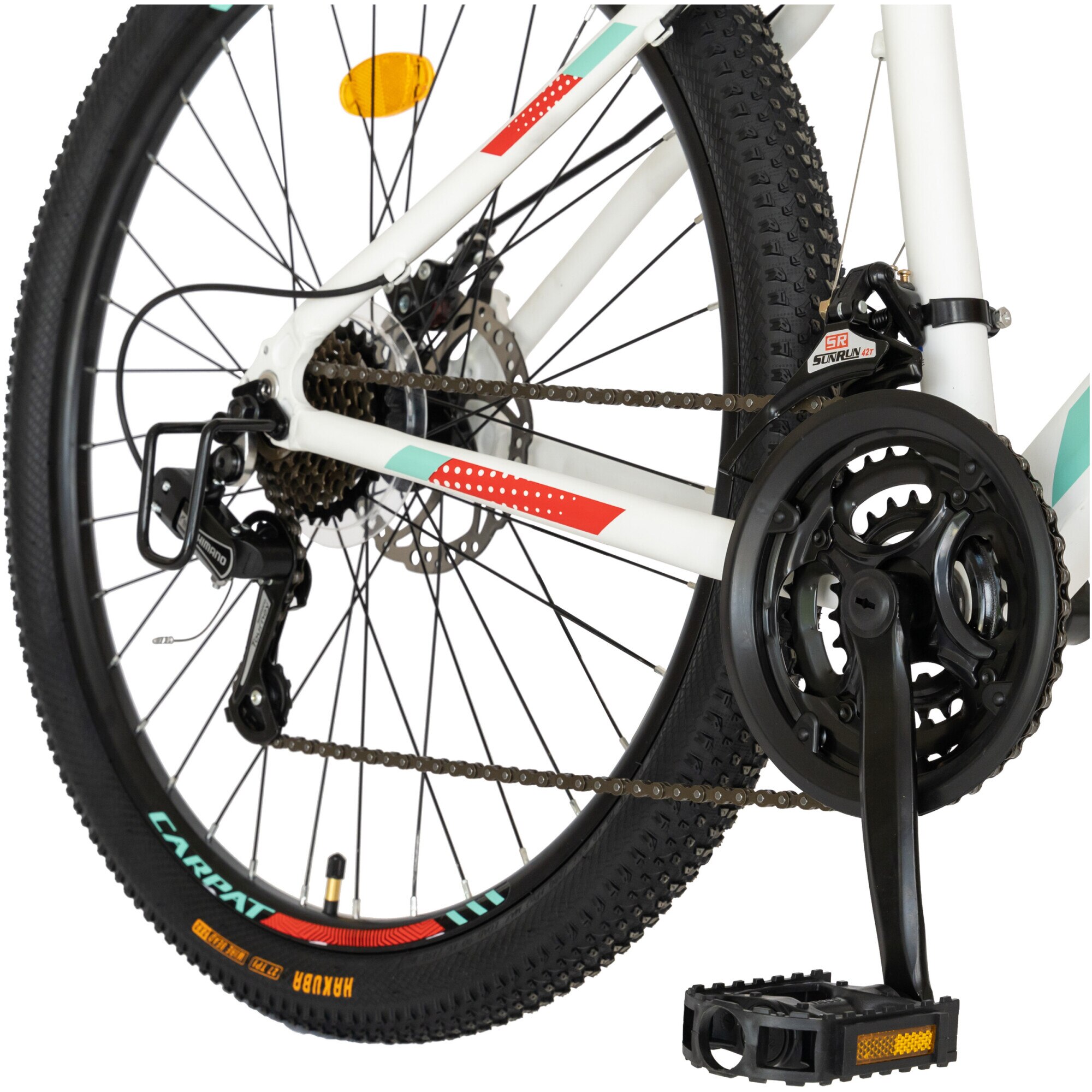 Велосипед Carpat MTB 26" C2652A, Рамка AL, Бял/Червен - eMAG.bg