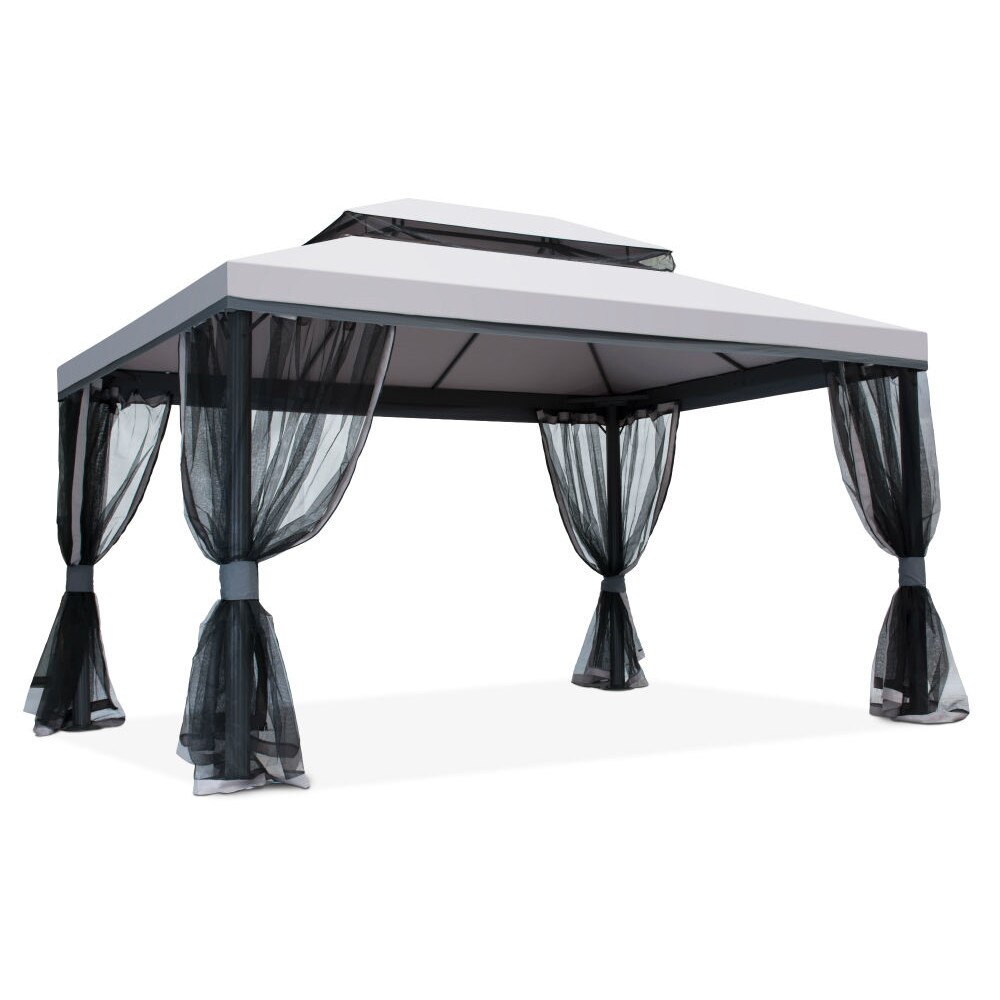 Pavilion de gradina gri cu plasa de tantari Valencia 3x4 m Garden Point ...