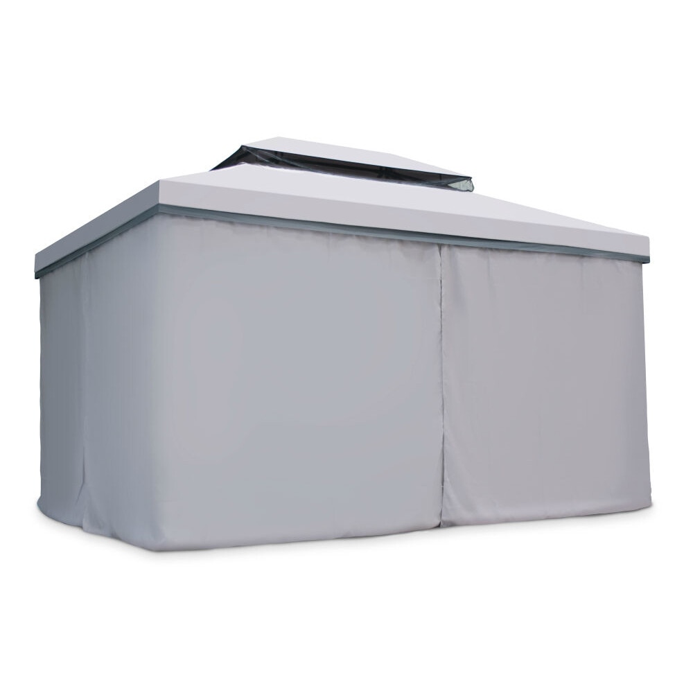 Pavilion de gradina gri cu perdele Valencia 3x4m Garden Point - eMAG.ro
