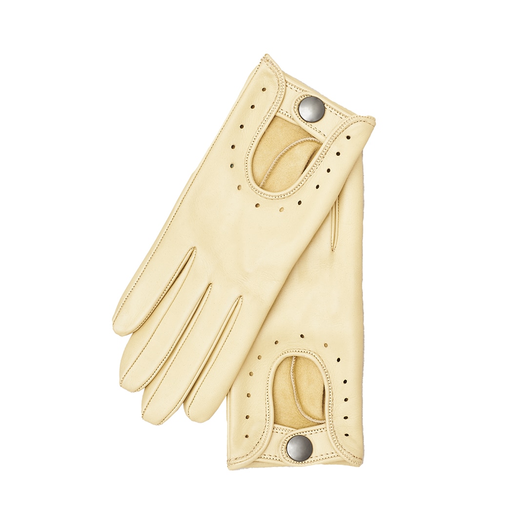 Manusi de condus pentru femei, piele nappa, model Klara, Creme, marimea ...