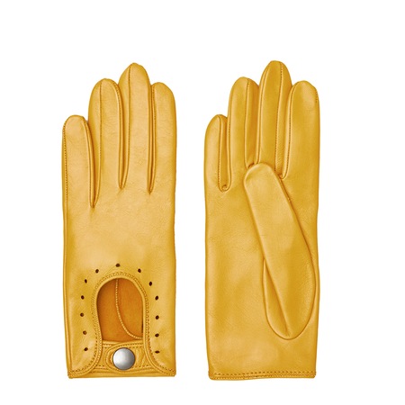 Manusi de condus pentru femei, piele nappa, model Klara, Galben ...