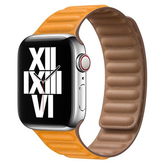 Каишка Vado Strap, за Apple Watch, Естествена кожа, Тъмно жълт, 42/44мм ...