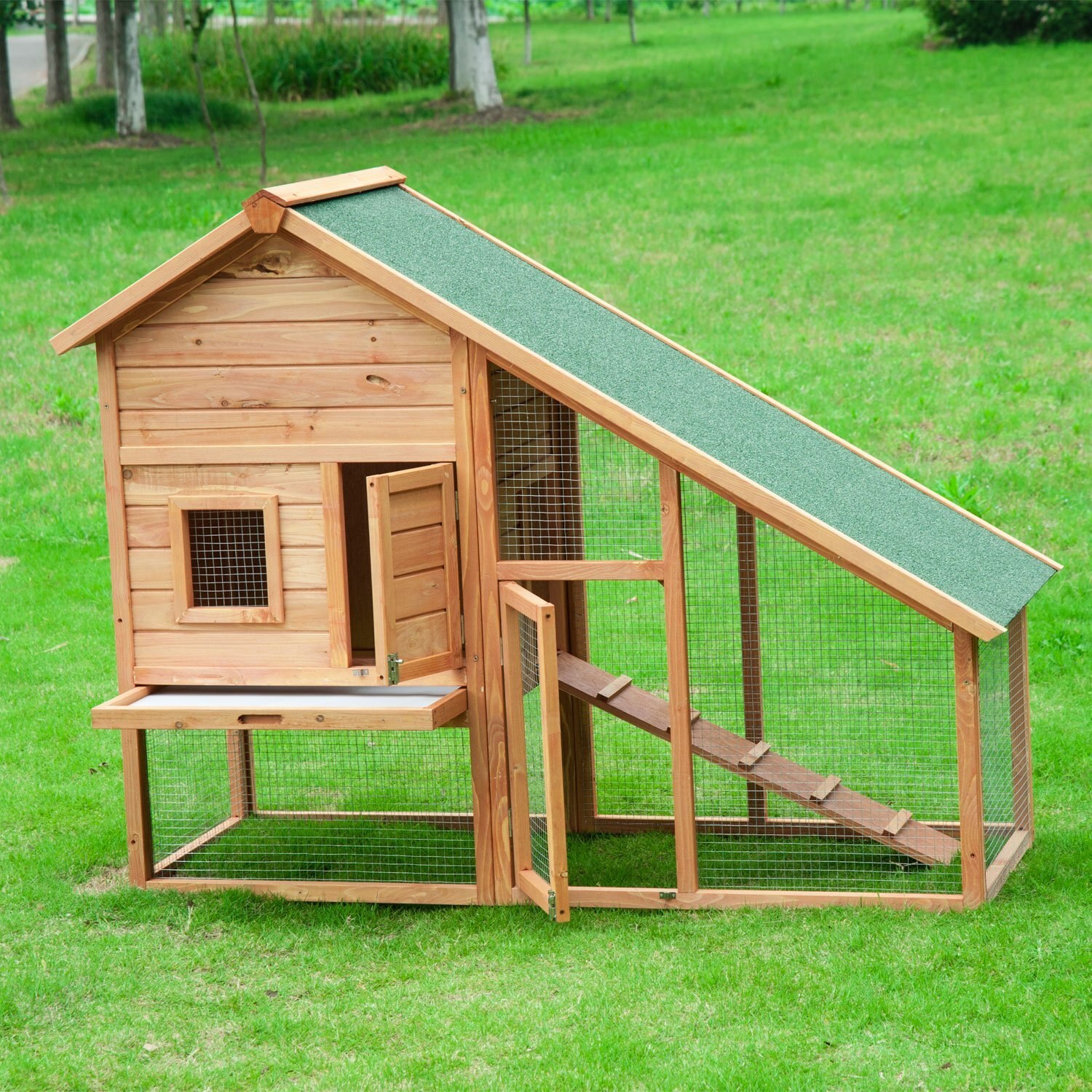 Cusca iepuri PawHut pentru Extern Stil Casuta din Lemn 146x63x120cm ...