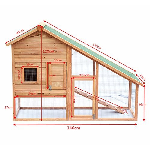 Cusca iepuri PawHut pentru Extern Stil Casuta din Lemn 146x63x120cm ...