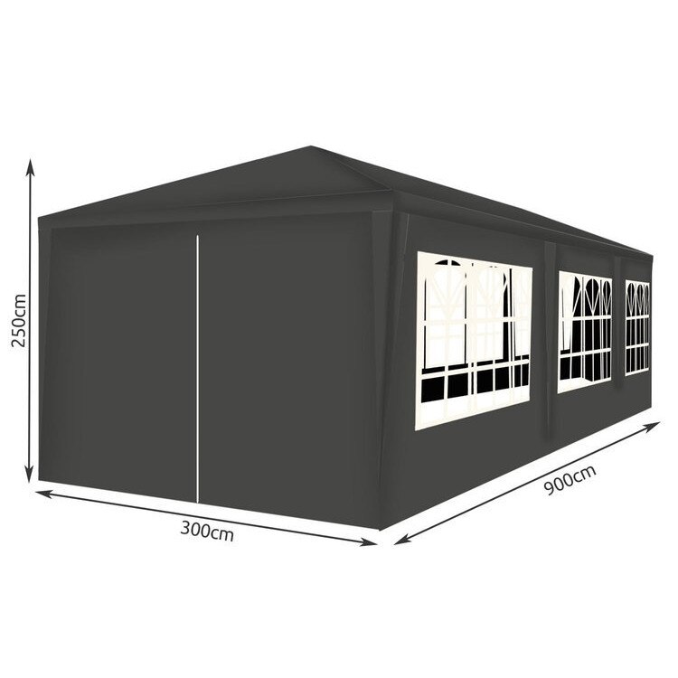 Cort pavilion pentru gradina, curte sau evenimente 3x9m, cu 8 pereti ...
