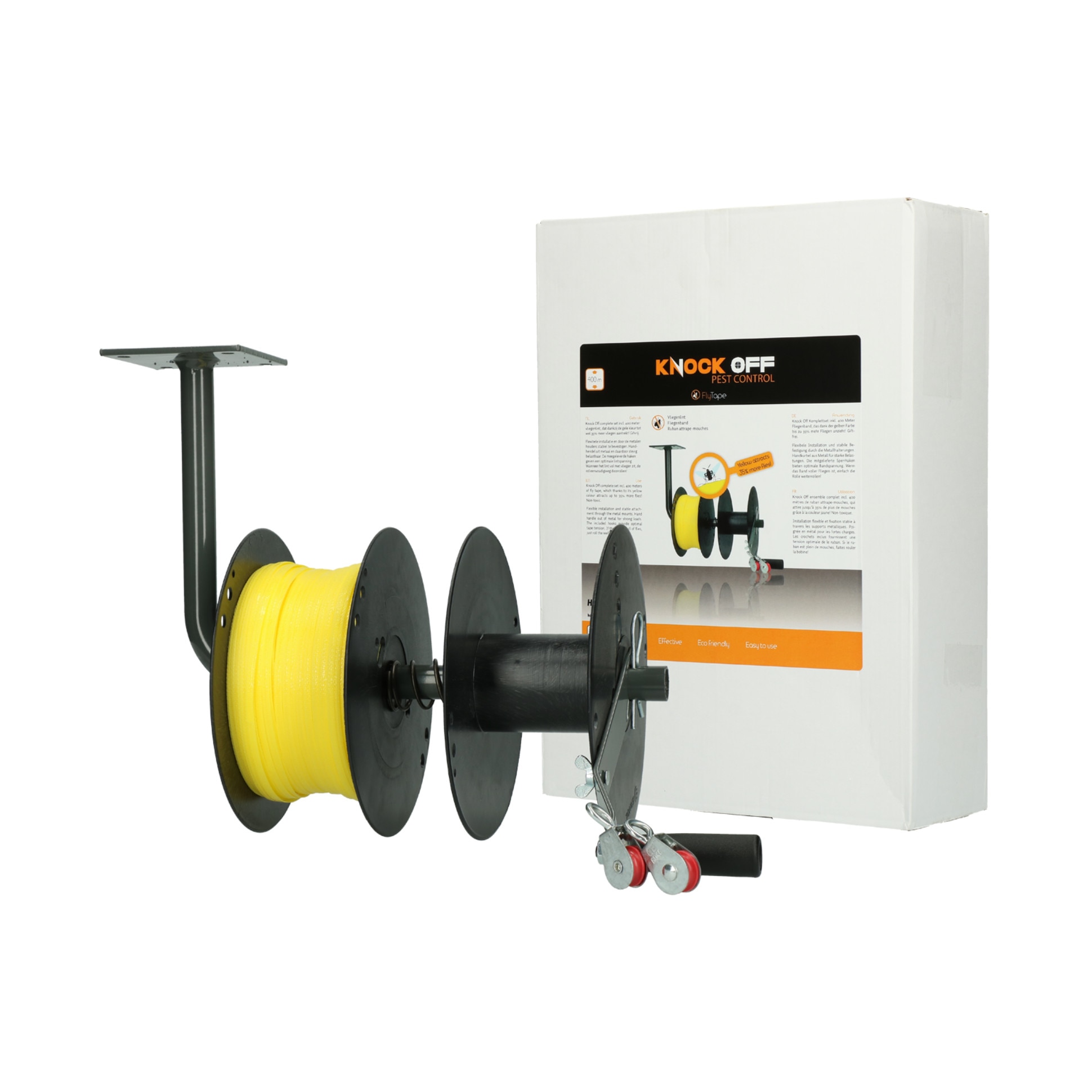 Kit complet rola banda galbena adeziva pentru muste, Knock Off, 400 m ...