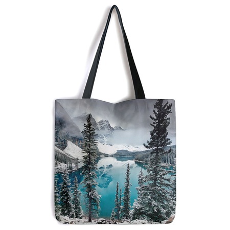 Geanta Tote Bag, Art Star, Lac inghetat la munte, Peisaje, Model ...