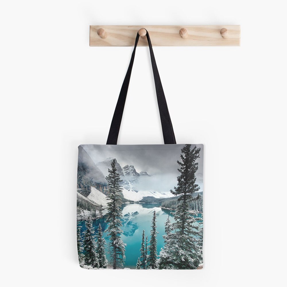 Geanta Tote Bag, Art Star, Lac inghetat la munte, Peisaje, Model ...