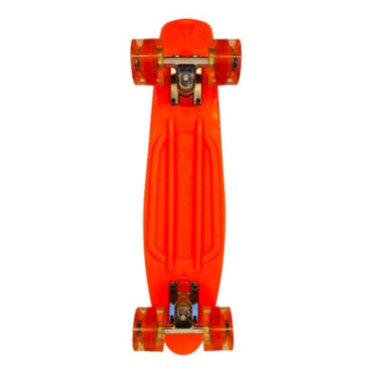 Placa Penny board retro, Portocaliu neon, roti din silicon cu lumini ...