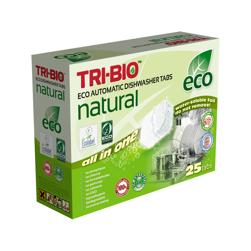 Натурални еко таблетки Tri-Bio, за автоматична съдомиялна 25 таблетки ...