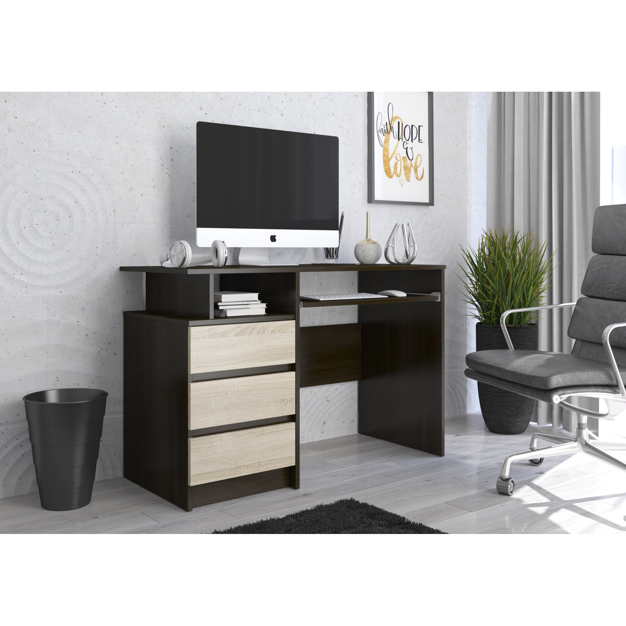 Birou, PVC, N-73 WENGE MIX SONOMA, 76x50x114 - eMAG.ro