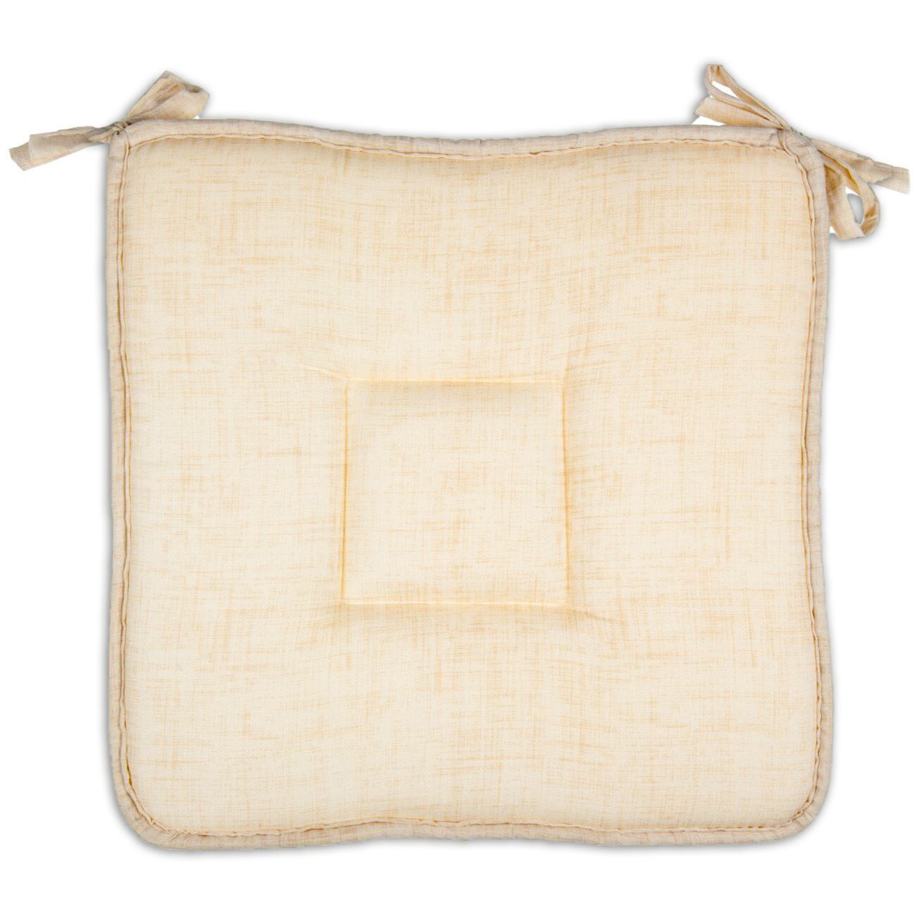 Set perne scaun, Cu sireturi, 4 bucati, Cu spuma, Ecru, 39 x 39 x 3 cm ...