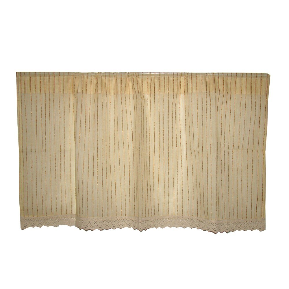 Perdea scurta cu dantela, MATILDA gold, 45 x 120 cm - eMAG.ro