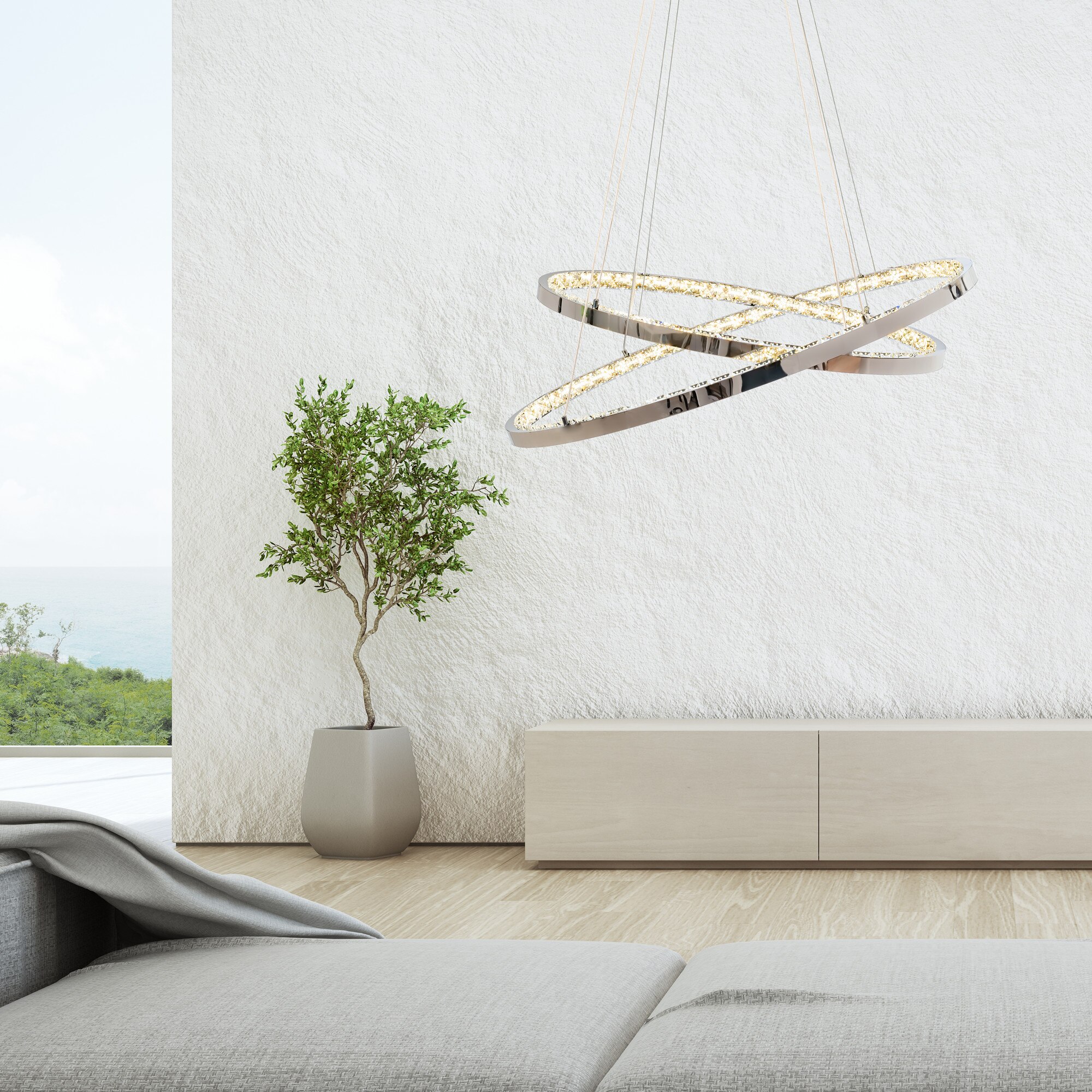 Lustra cu cristale Glamour, Led, 40W, telecomanda, 230V - eMAG.ro