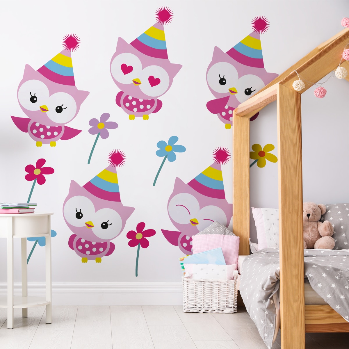 Set Abtibilduri 11 MARE pasari colorate bufnite 50cm x 100cm Roz ...