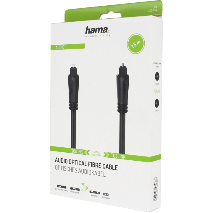 Cablu optic Hama 205134, Toslink, 1.5m - eMAG.ro