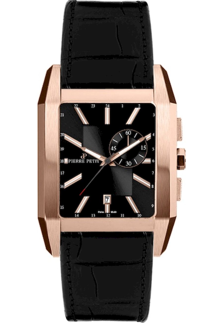 Ceas analogic, Pierre Petit, P-862C, 5 ATM, 38 mm, Maro/Auriu rose ...