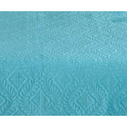 Set Cuvertura 3 Piese Catifea Casa Pucioasa Pat Pentru 2 Persoane, Turcoaz, 1 Cuvertura Si 2 ...