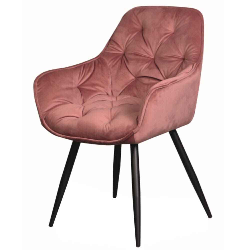Set 2 scaune tapitate cu picioare metalice Cherry Velvet, roz - eMAG.ro
