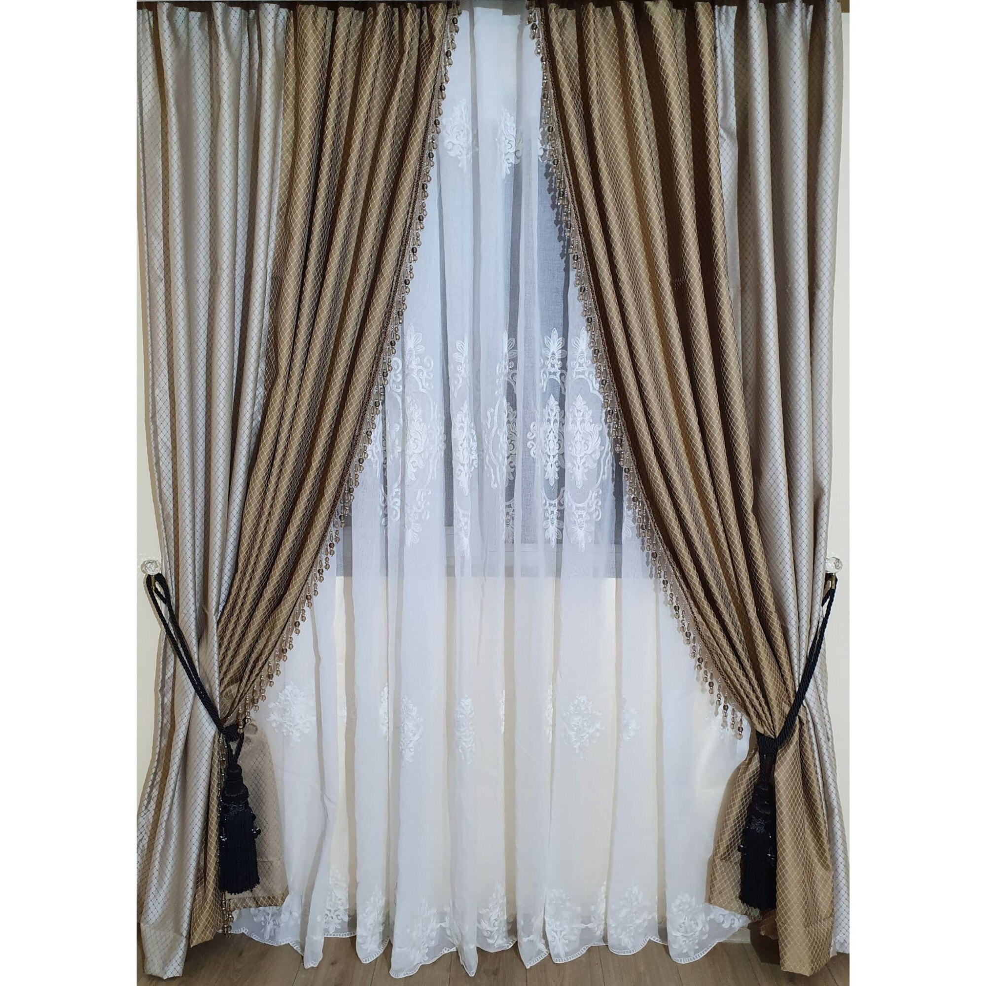 Set draperie 2 x 200 cm perdea 1 x 500 cm B003 - eMAG.ro