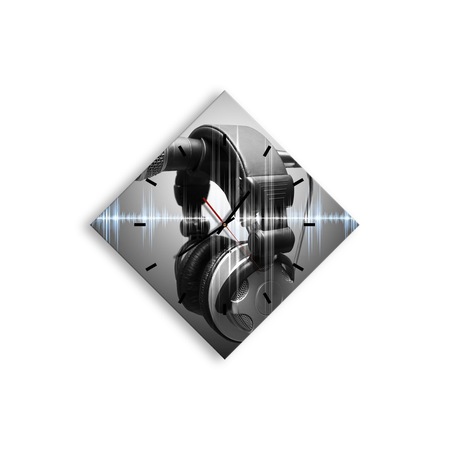 Ceas de perete din sticla 57x57 cm, Microfon Si Casti, C3AD40x40-2549 ...