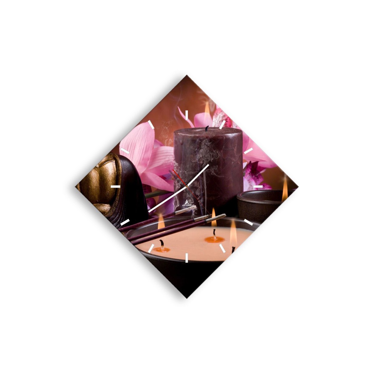 Ceas de perete din sticla 71x71 cm, Statuia Credintei, Buddha ...