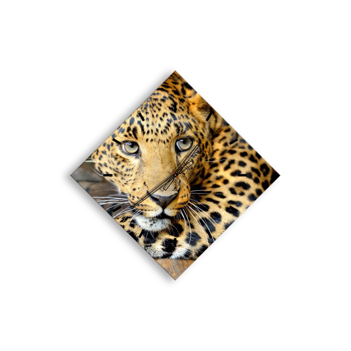 Ceas de perete din sticla 85x85 cm, Pui de Leopard, C3AD60x60-2702 ...