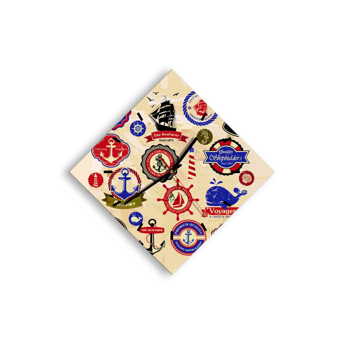 Ceas de perete din sticla 42x42 cm, Simboluri De Navigatie, C3AD30x30 ...