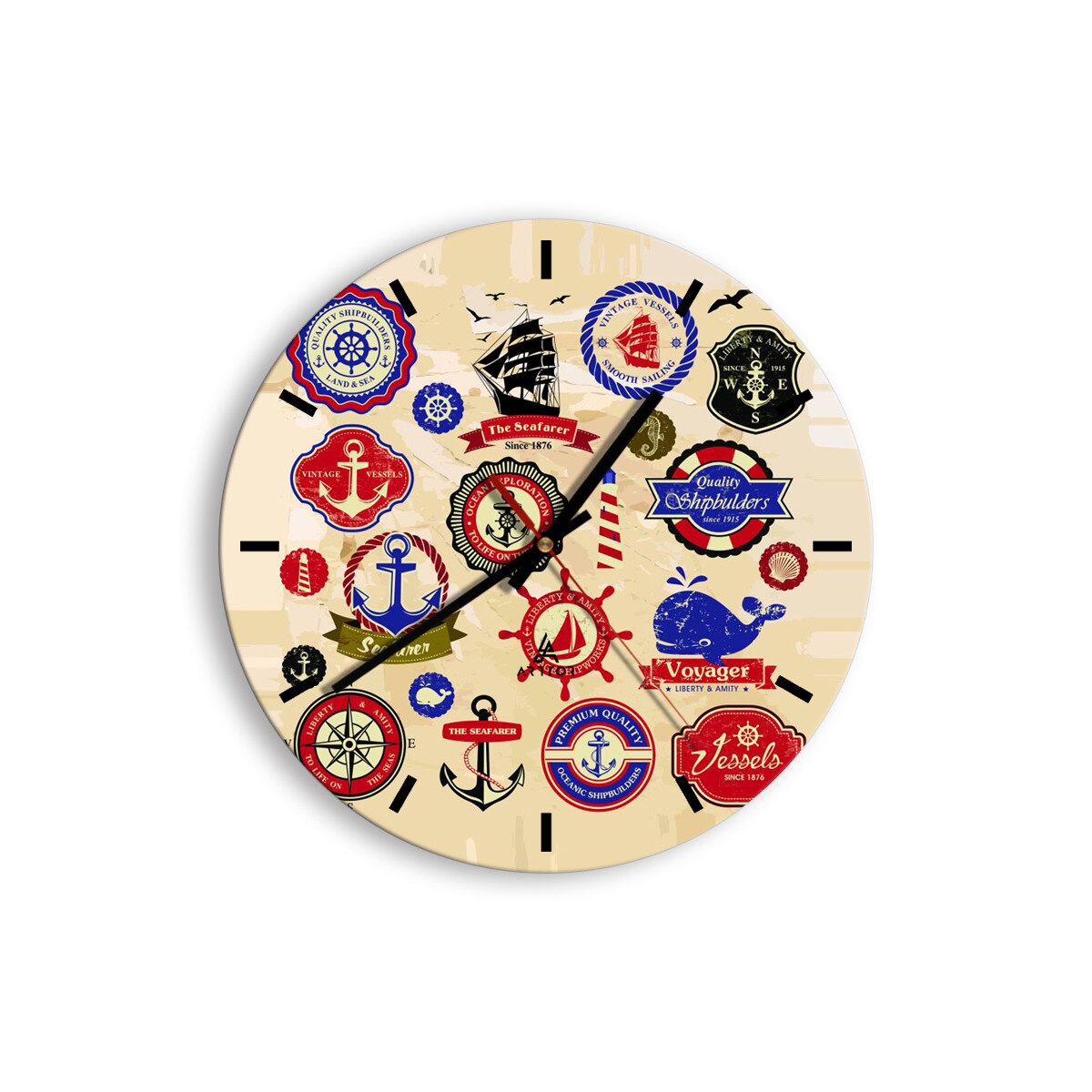 Ceas de perete din sticla 30x30 cm, Simboluri De Navigatie, C3AR30x30 ...