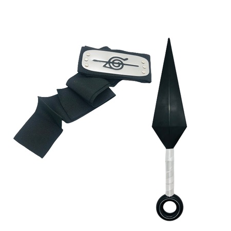 Kit bandana si cutit kunai shinobi 26 cm din plastic, Simbolul Frunzei ...