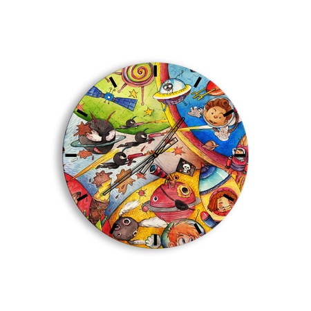 Ceas de perete din sticla 60x60 cm, Lupta Spatiala Animata, C3AR60x60 ...