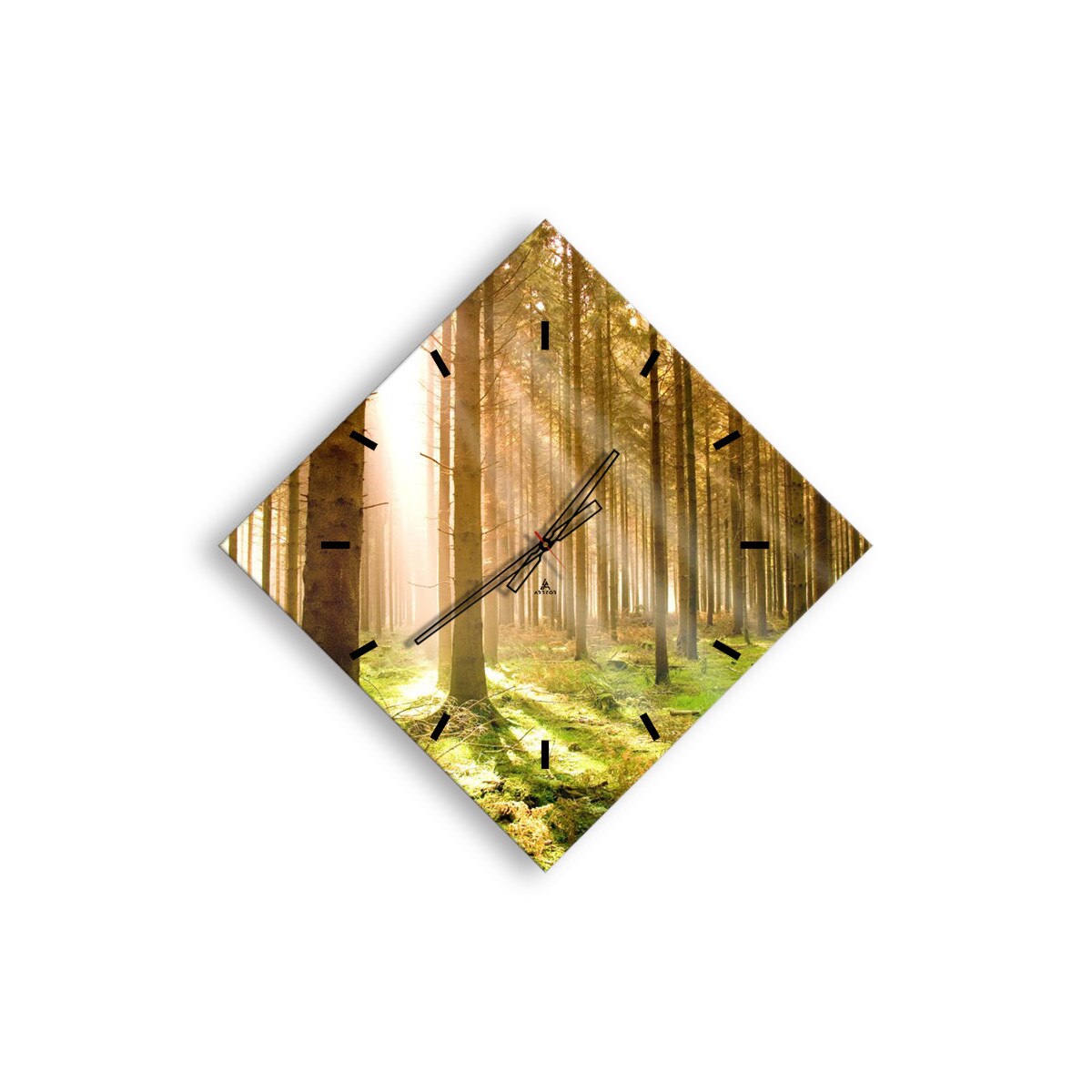Ceas de perete din sticla 85x85 cm, Raze de Soare Printre Copaci ...