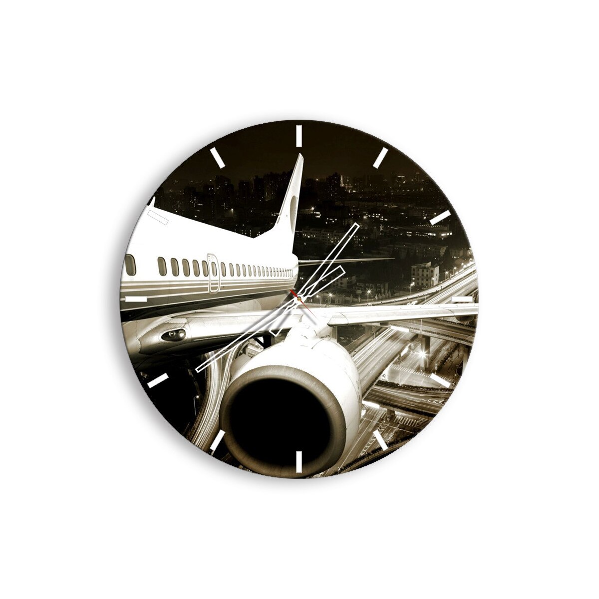 Ceas de perete din sticla 60x60 cm, Avion Decoland din Aeroport ...