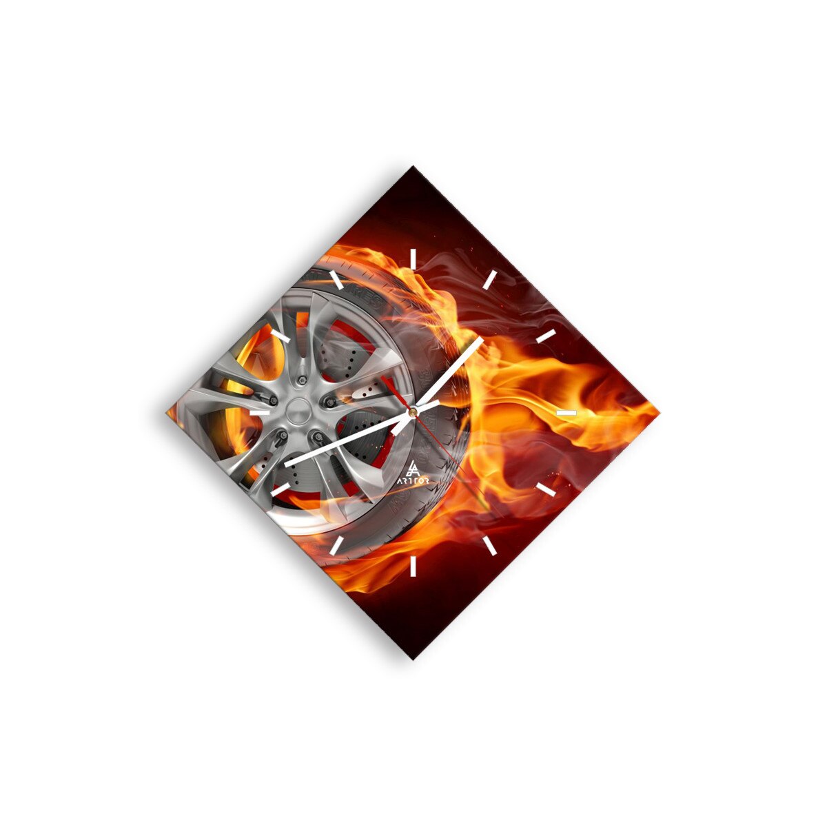 Ceas de perete din sticla 42x42 cm, Roata In Flacari, C3AD30x30-0198 ...