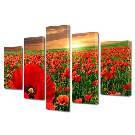 Set Tablouri Multicanvas 5 Piese Peisaje Maci la apus, 70 x 125 cm ...