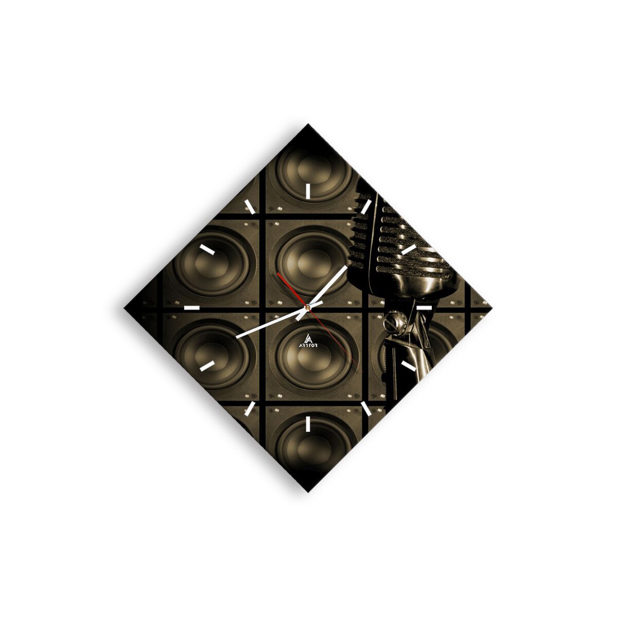 Ceas de perete din sticla 57x57 cm, Microfon De Studio, C3AD40x40-0306 ...