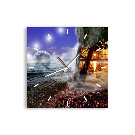 Ceas de perete din sticla 40x40 cm, Marea Intre Doua Anotimpuri ...