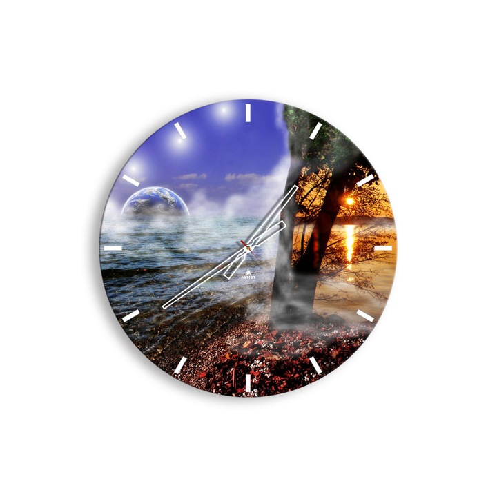 Ceas de perete din sticla 60x60 cm, Marea Intre Doua Anotimpuri ...