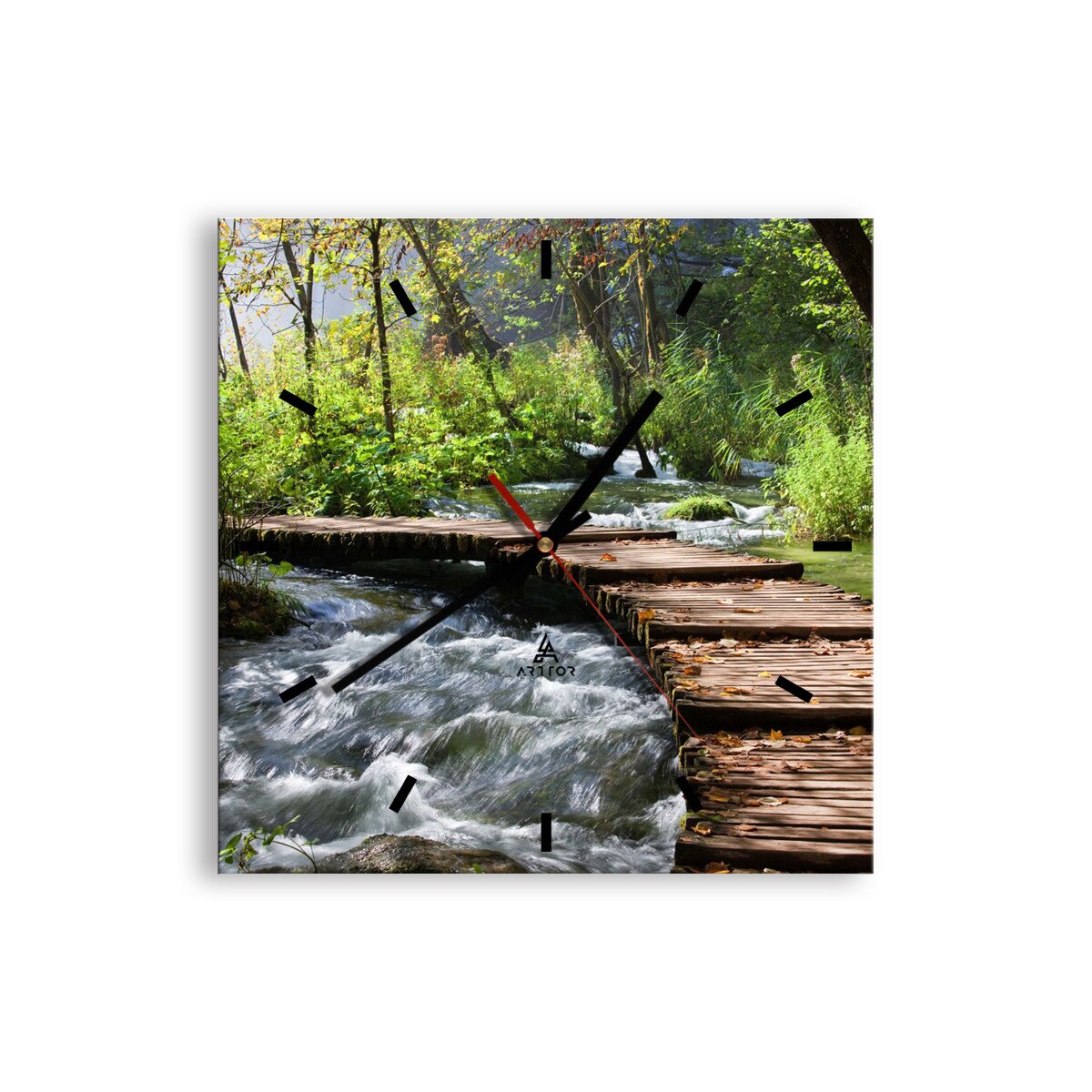 Ceas de perete din sticla 30x30 cm, Pod peste Rau, C3AC30x30-0356 - eMAG.ro