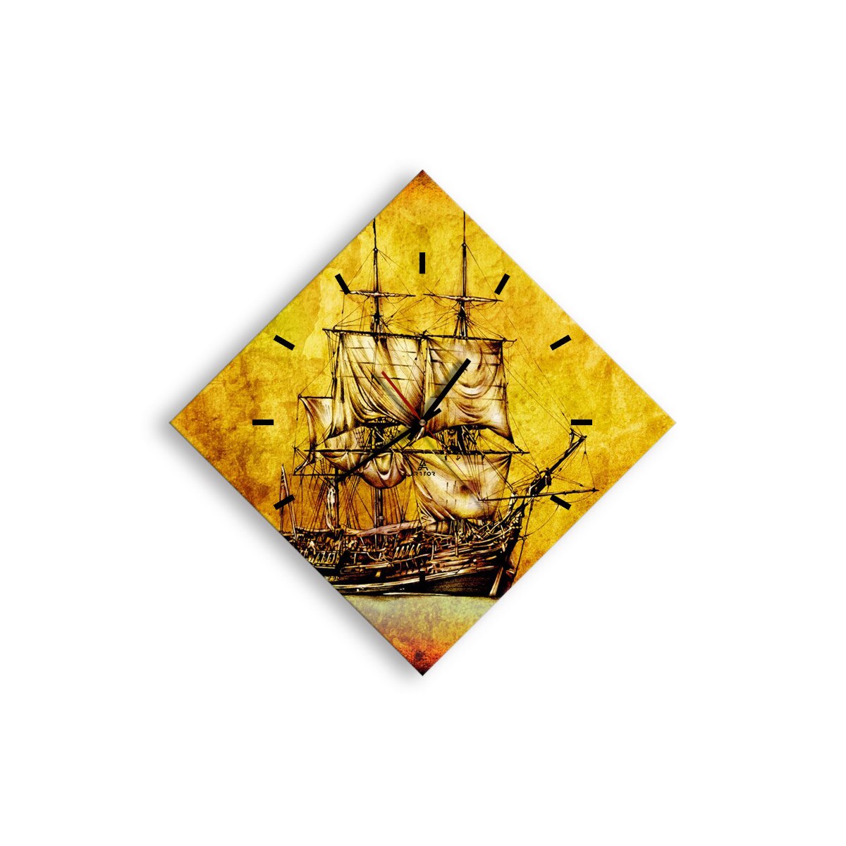 Ceas de perete din sticla 57x57 cm, Barca Cu Catarg, C3AD40x40-0523 ...