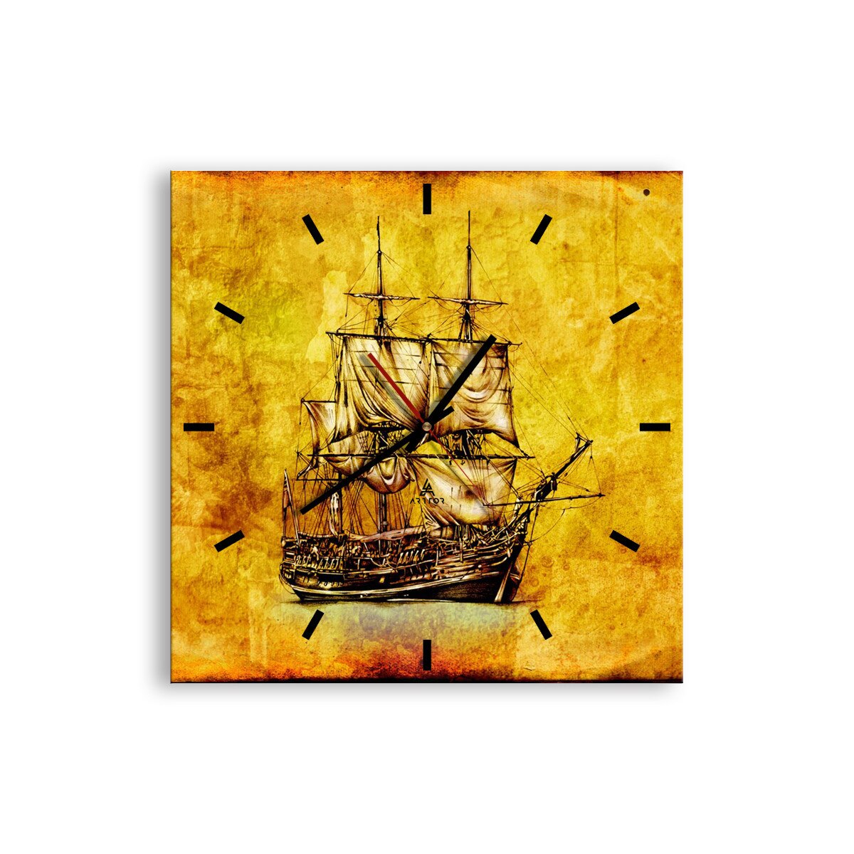 Ceas de perete din sticla 40x40 cm, Barca Cu Catarg, C3AC40x40-0523 ...