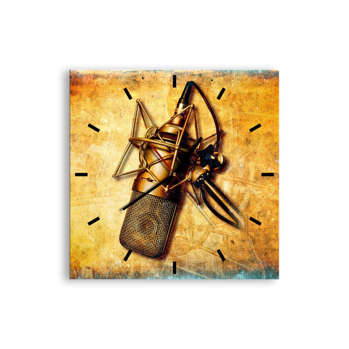 Ceas de perete din sticla 40x40 cm, Microfon, C3AC40x40-0525 - eMAG.ro
