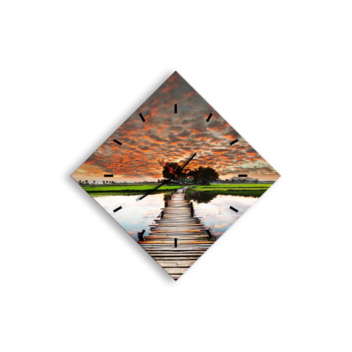 Ceas de perete din sticla 71x71 cm, Pod Peste Rau, C3AD50x50-2132 - eMAG.ro